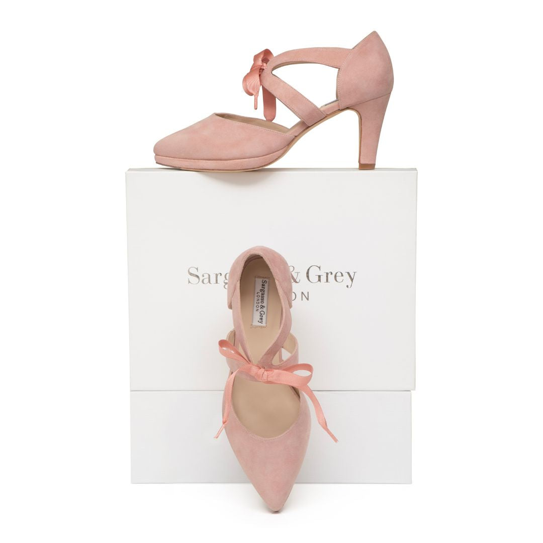 Anya Extra Wide Fit Pale Pink Suede Platform Heels – Sargasso and Grey