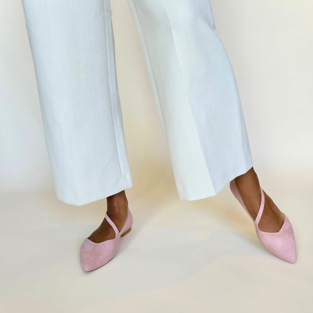 Wide Fit Pink Suede Buckle Strap Flats – Sargasso and Grey