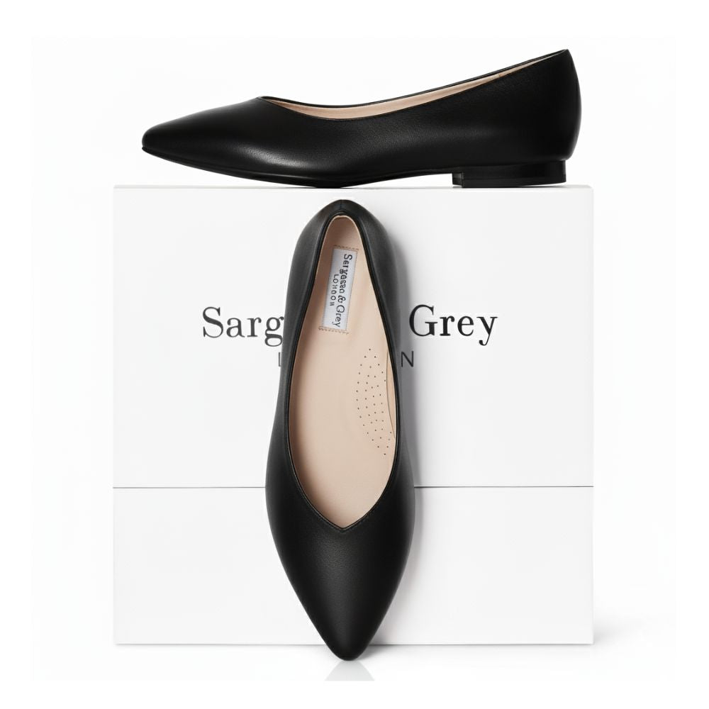 Siobhan | Wide Fit Flats in Black Leather – Sargasso and Grey